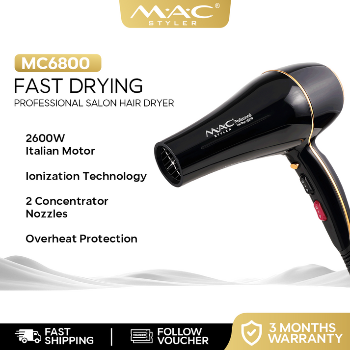 MAC Styler Professional Salon Hair dryer Mac Blower MC6800 2600w